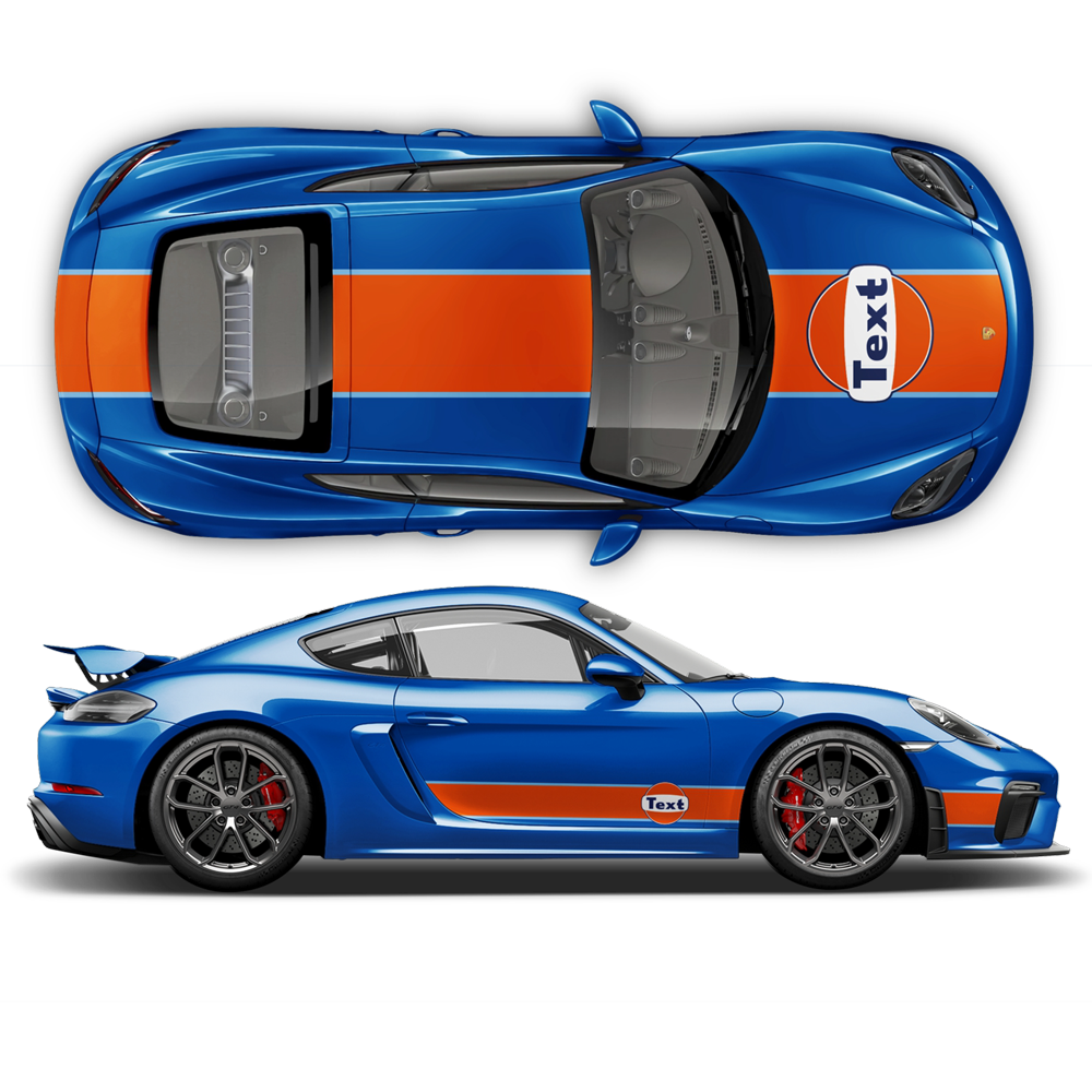 GULF Le Mans RACING STRIPES Set, Cayman / Boxster | autodesign.shop