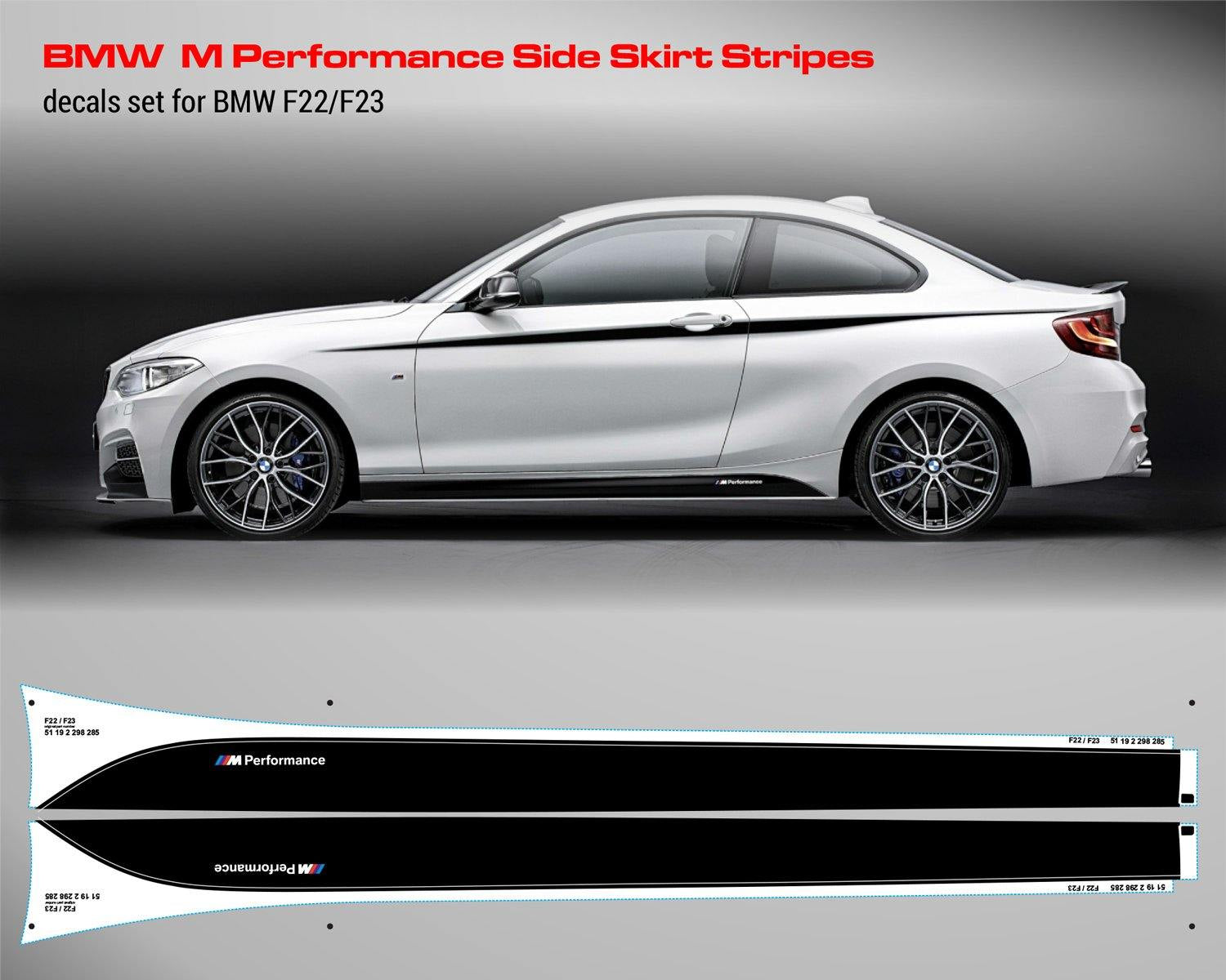 BMW M Performance Side Skirt Set of Stripes for F22 / F23 | autodesign.shop