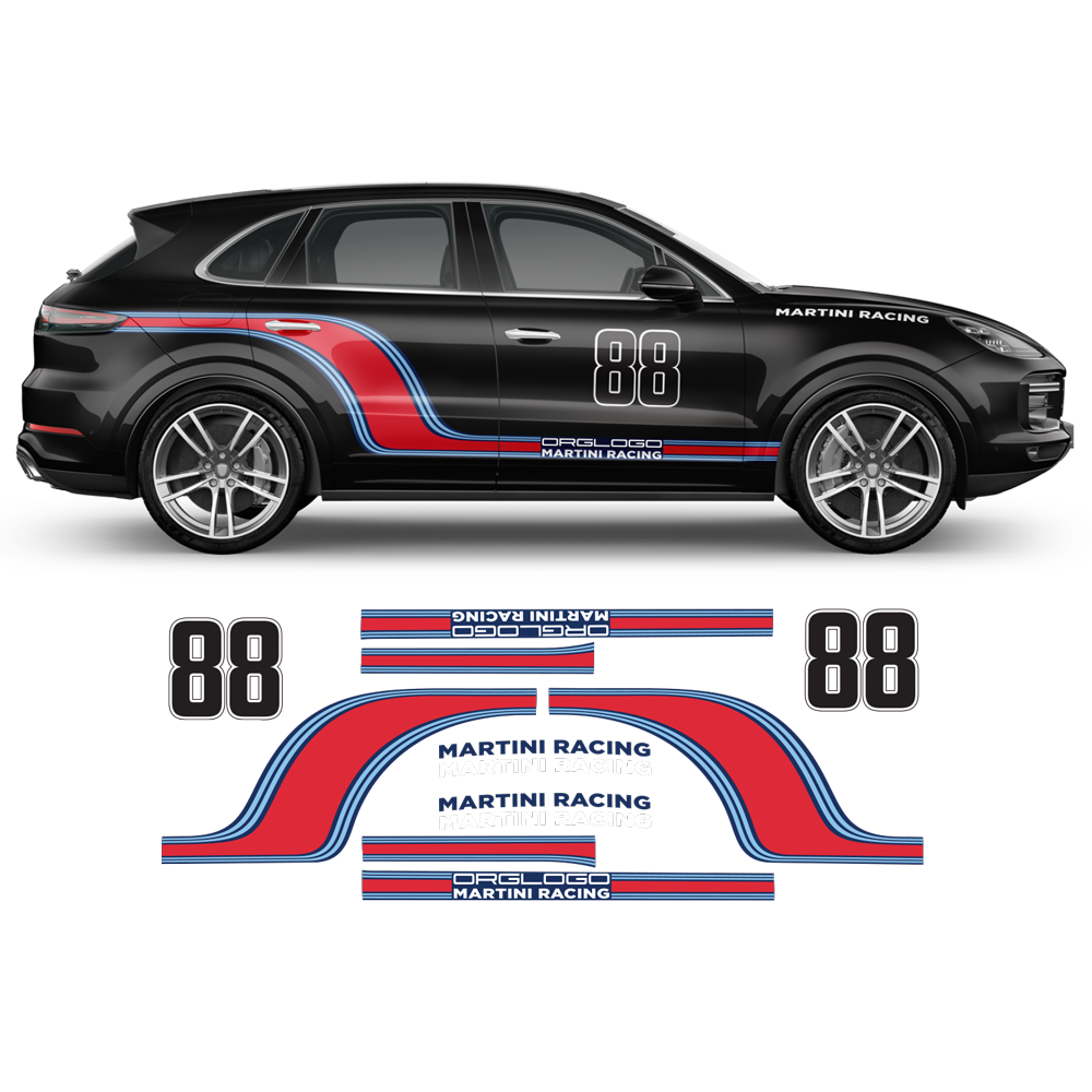Curved Martini Racing Side Stripes, for Porsche Cayenne | autodesign.shop