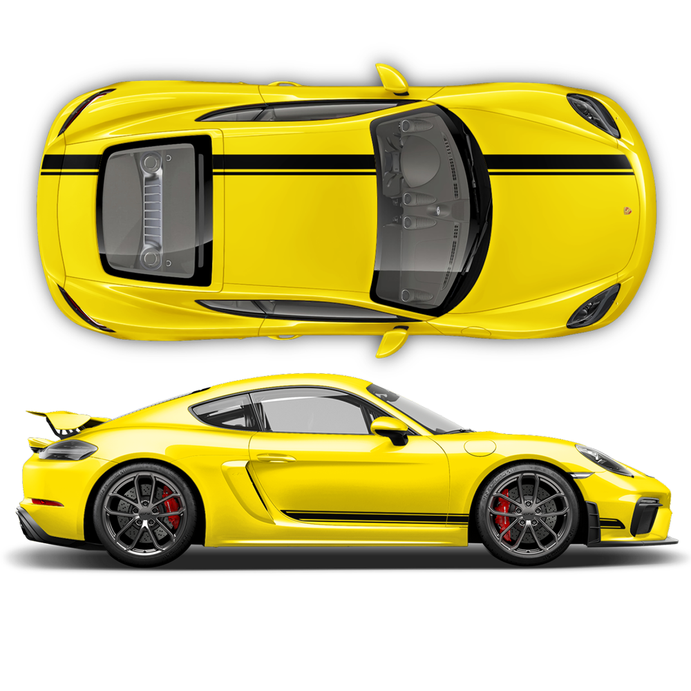 Asymmetrical Racing Stripes set, Cayman / Boxster 2005 - 2024 ...