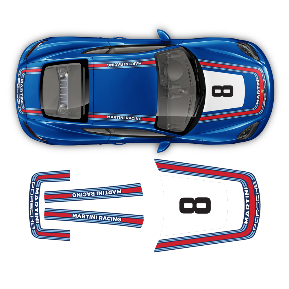 RETRO STYLE MARTINI RACING STRIPES SET, for CAYMAN 2005 - 2024 ...