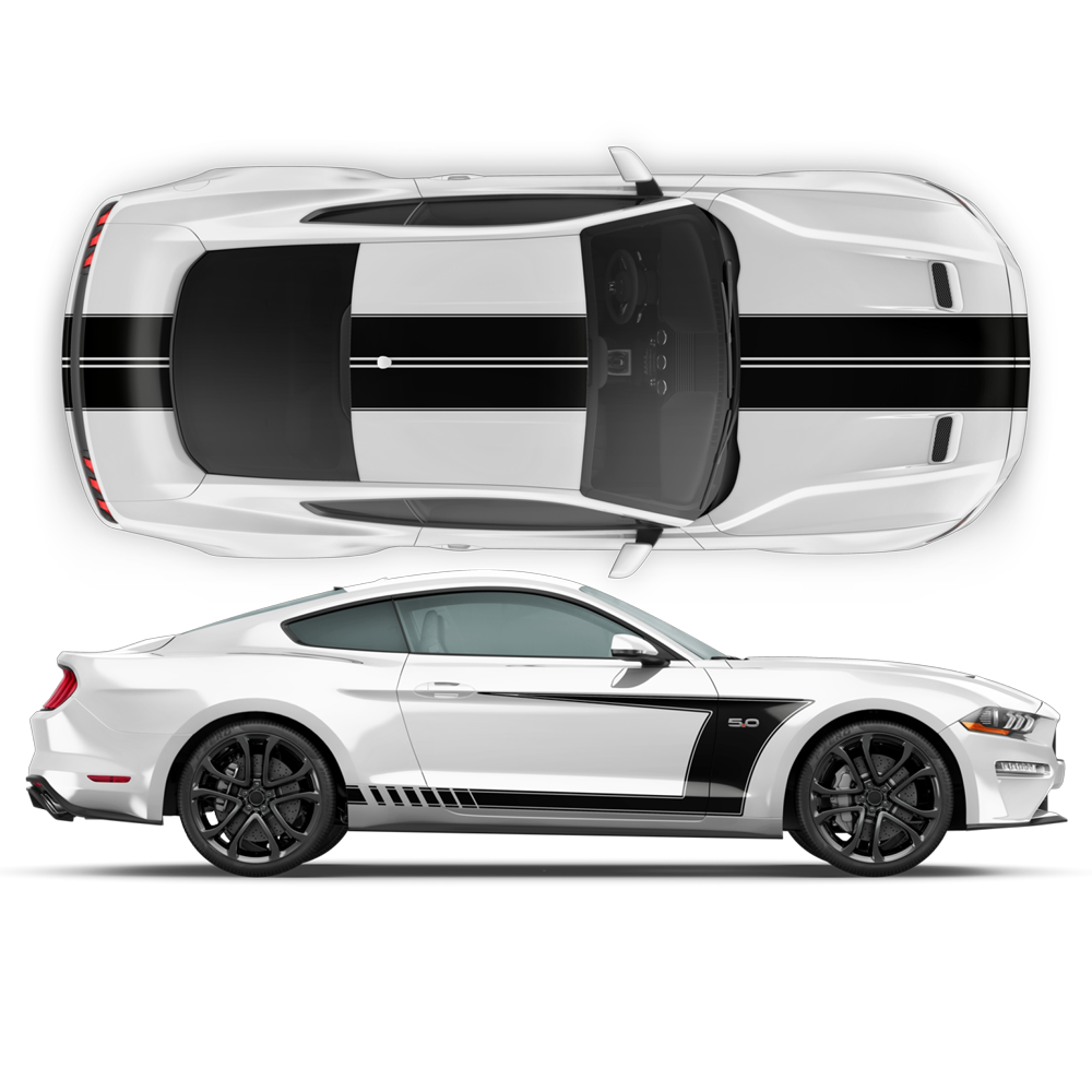 Racing Top Stripes / Side Graphics decals set, for Ford Mustang 2015 ...
