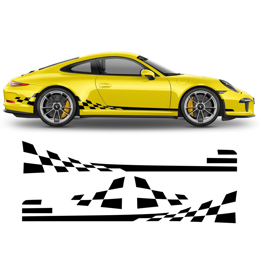 Checkered Side Graphic Design, Carrera– autodesign.shop