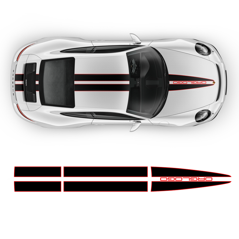 Dual Racing TOP Stripes two colors, for Carrera / Cayman / Boxster ...