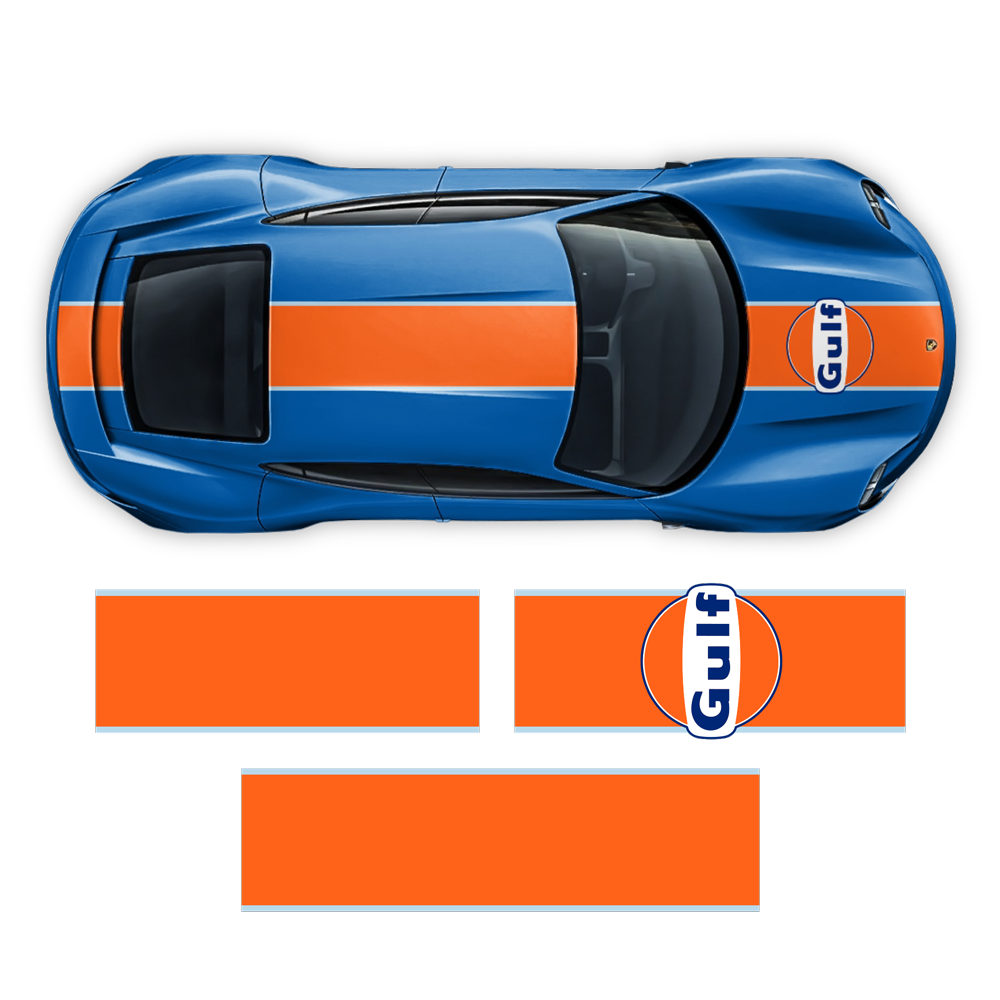 Gulf 19' Racing Stripes, for Porsche Taycan | autodesign.shop